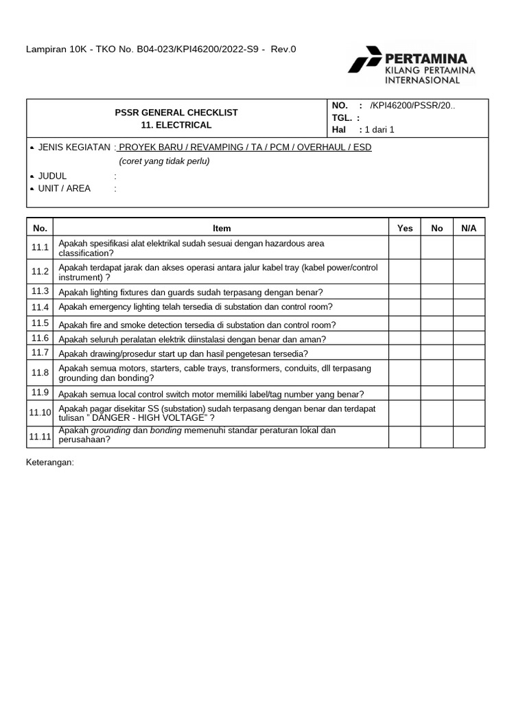 General Checklist Form 11 (EIIE) | PDF