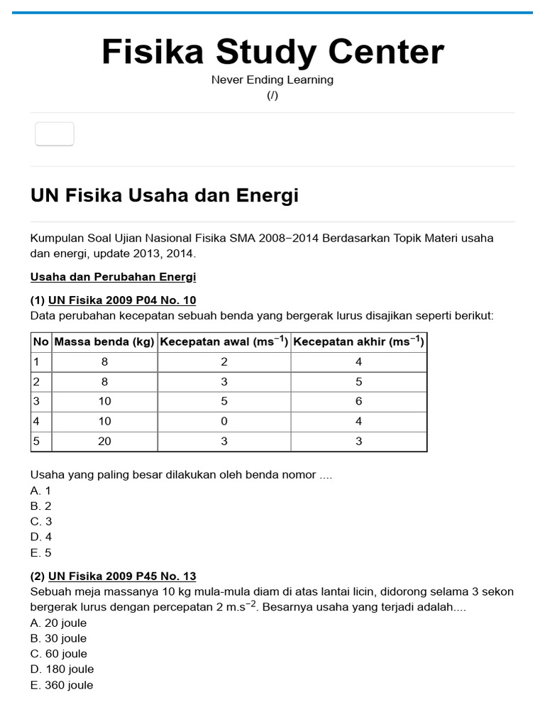 UN Fisika Usaha dan Energi | PDF