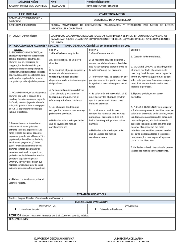 Planeacion Kevin Kinder | PDF | Educación de la primera infancia
