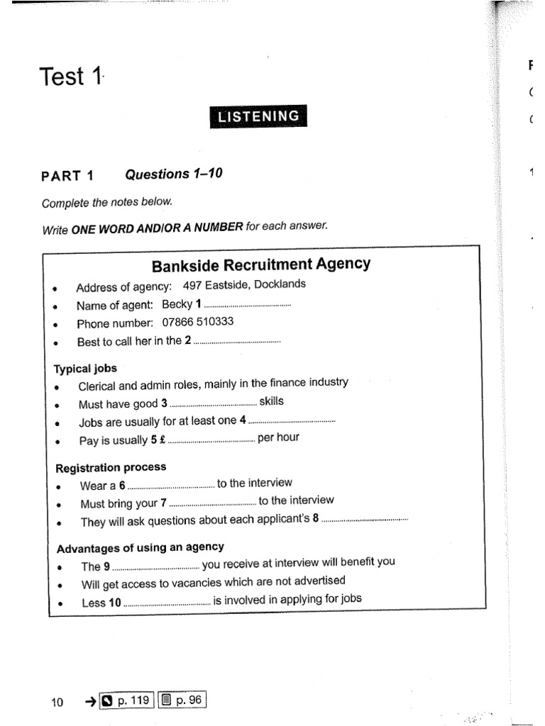 1_TEST 1_LISTENING_C15 | PDF