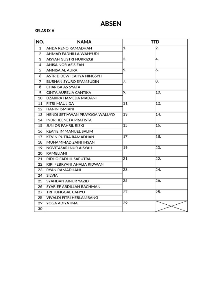 Absen Pemilihan OSIS | PDF