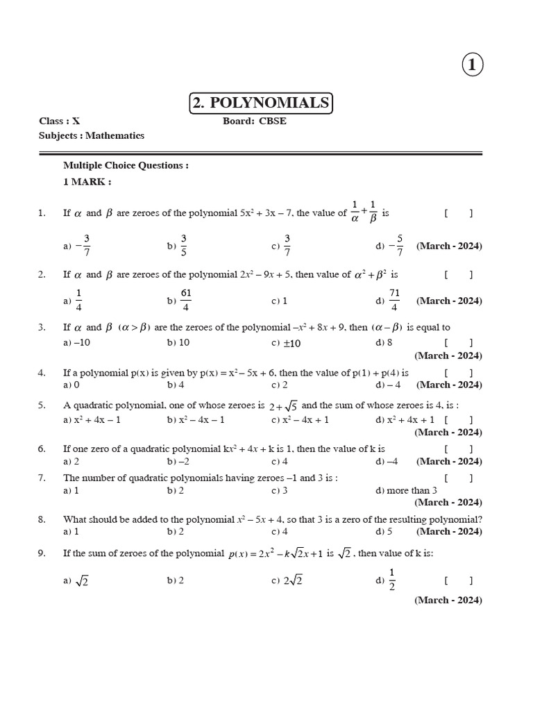 Polynomials | PDF | Polynomial | Zero Of A Function