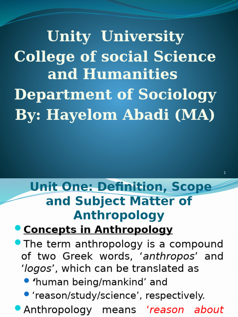 Anthropology: Definition and Scope | PDF | Anthropology | Science