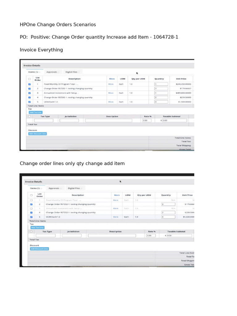 HPOne Change Orders | PDF