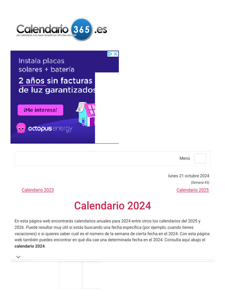 Calendario 2024: Fechas y Festivos | PDF | Calendario | Pascua de ...
