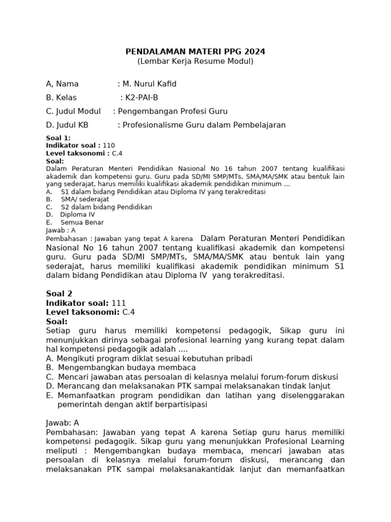 LK 2 Resmue Pendalaman Materi PPG 2024 | PDF