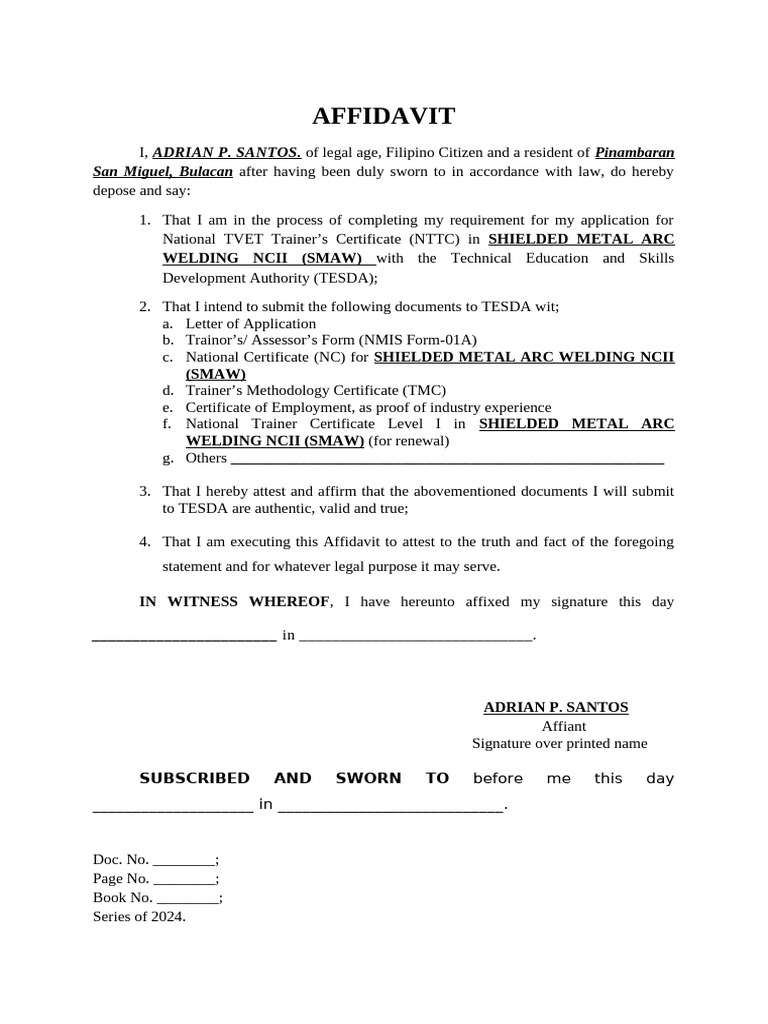 Affidavit - NTTC | PDF