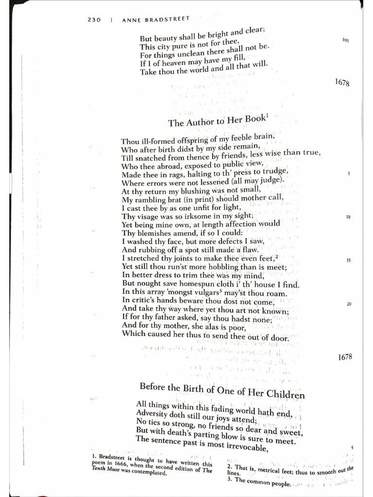 Anne - Bradstreet - The - Author - To - Her - Book | PDF