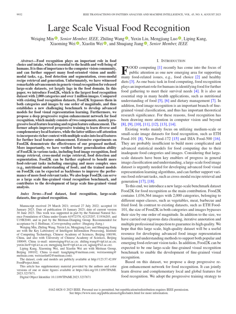 Large Scale Visual Food Recognition | PDF | Computer Vision | Image ...