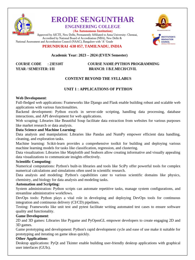 Content Beyond The Syllabi | PDF | Anonymous Function | Parameter (Computer Programming)