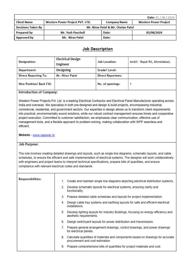 JD Electrical Design Engineer | PDF | Specification (Technical Standard) | Business