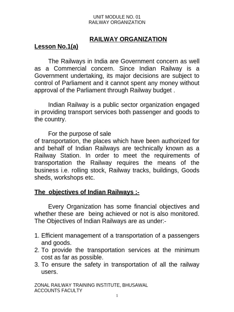 Indian Railway Organization Overview | PDF | Rail Transport | Expense