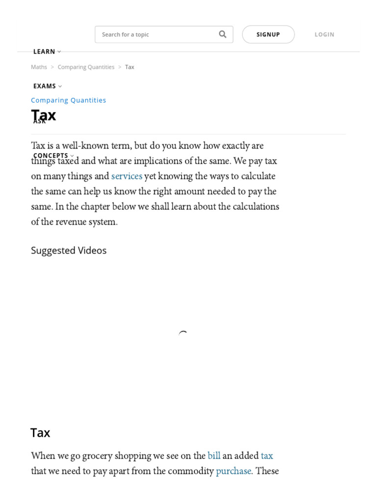 Tax - Sales Tax, Value Added Tax, Concepts, Videos and Solved Examples ...