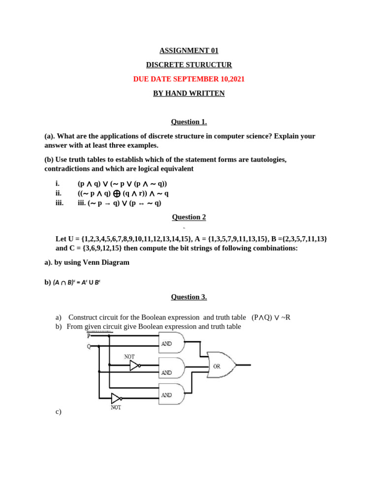 Discrete Structures Assignment Guide | PDF