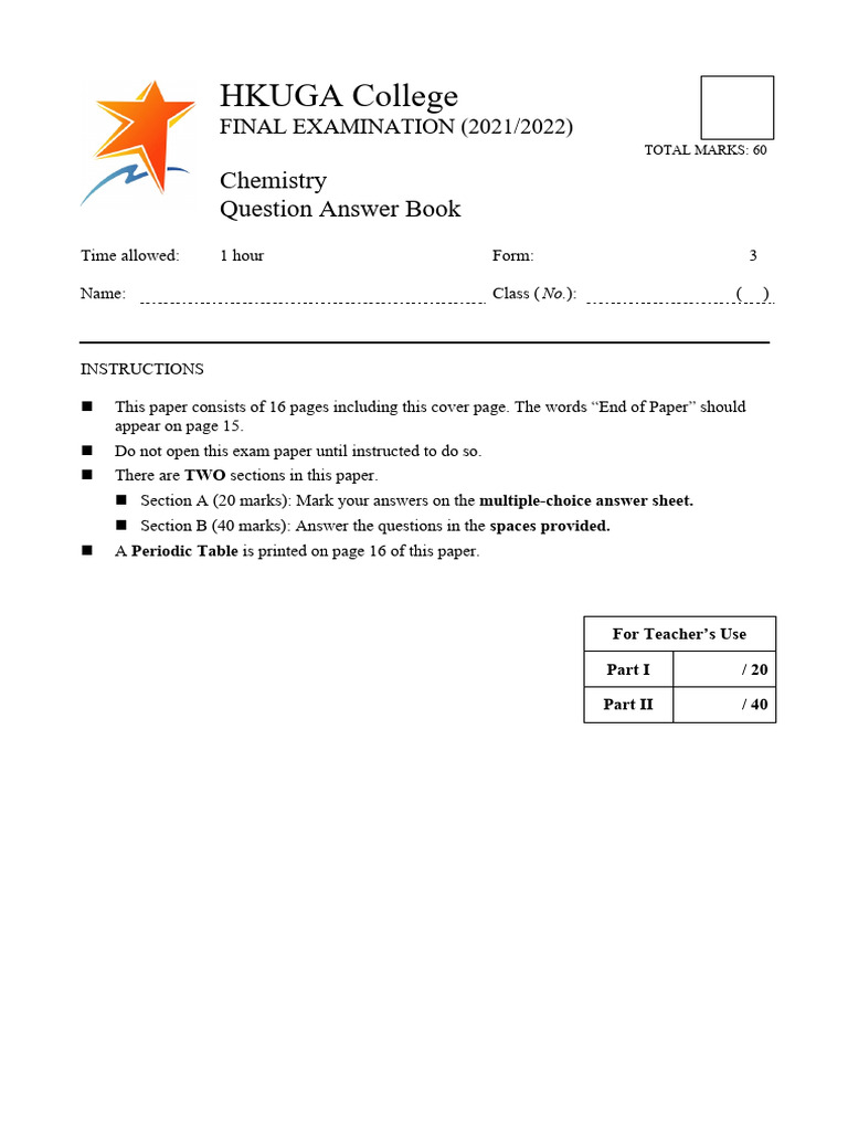 HKUGA College: Chemistry Question Answer Book | PDF | Chemical ...