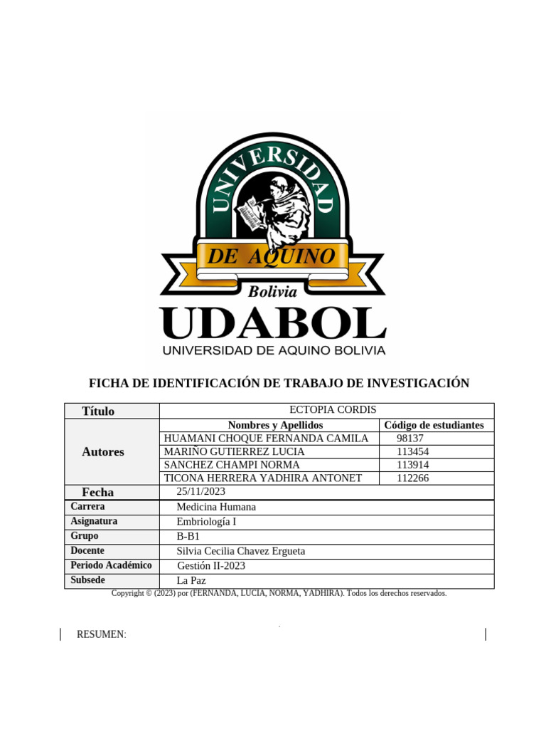 Ectopia Cordis Pdf Corazón Especialidades Medicas