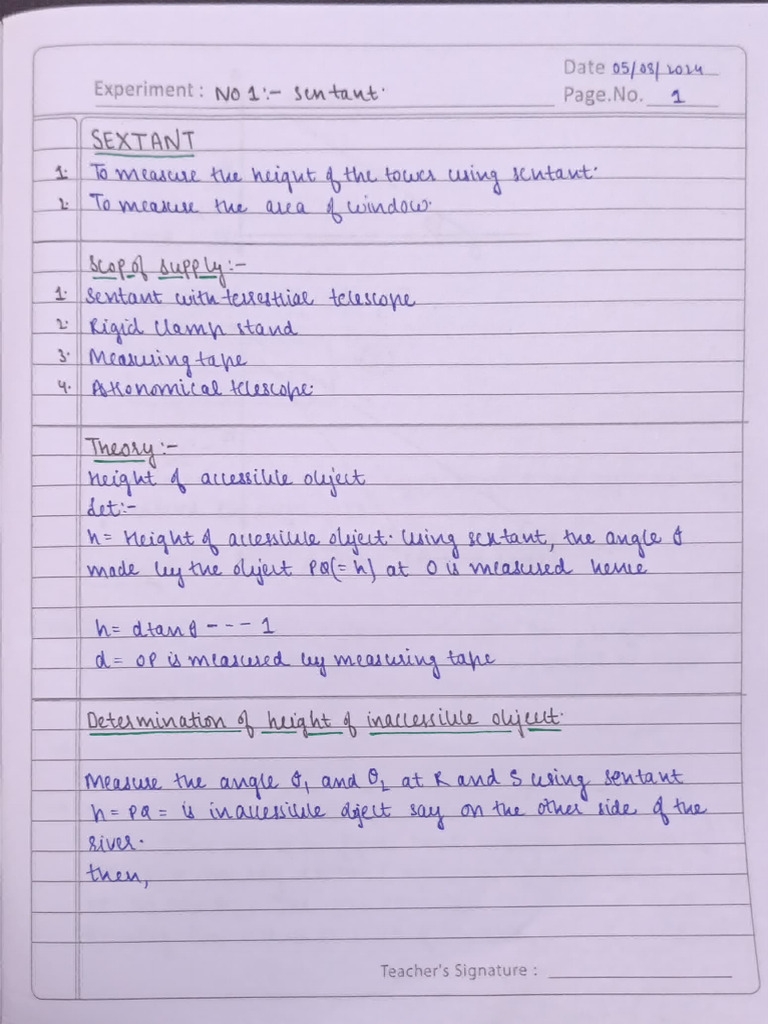 Engineering Physics Lab Practical 1 Sextant | PDF