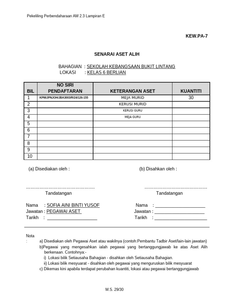 BORANG KEW PA 6B | PDF
