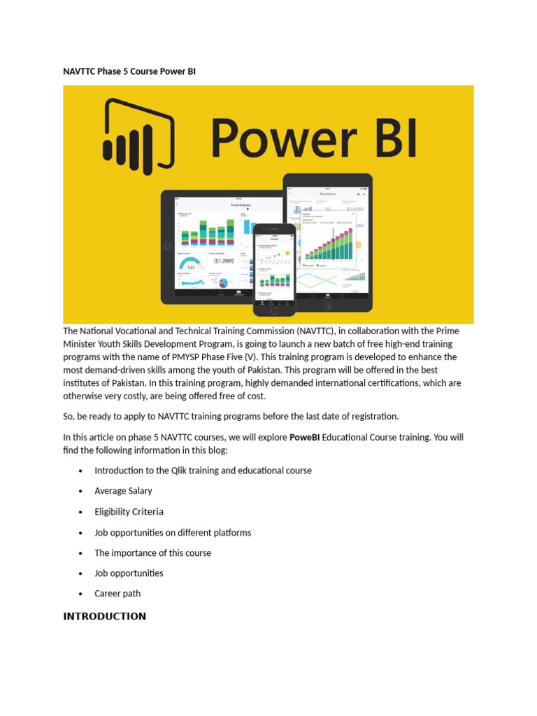 NAVTTC Power BI Course Overview 2025 | PDF | Business Intelligence | Analytics