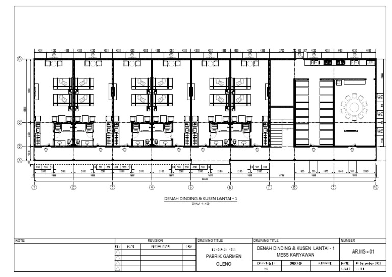 AR - MS-01 Denah Dinding & Kusen Lantai 1 Mess Karyawan | PDF