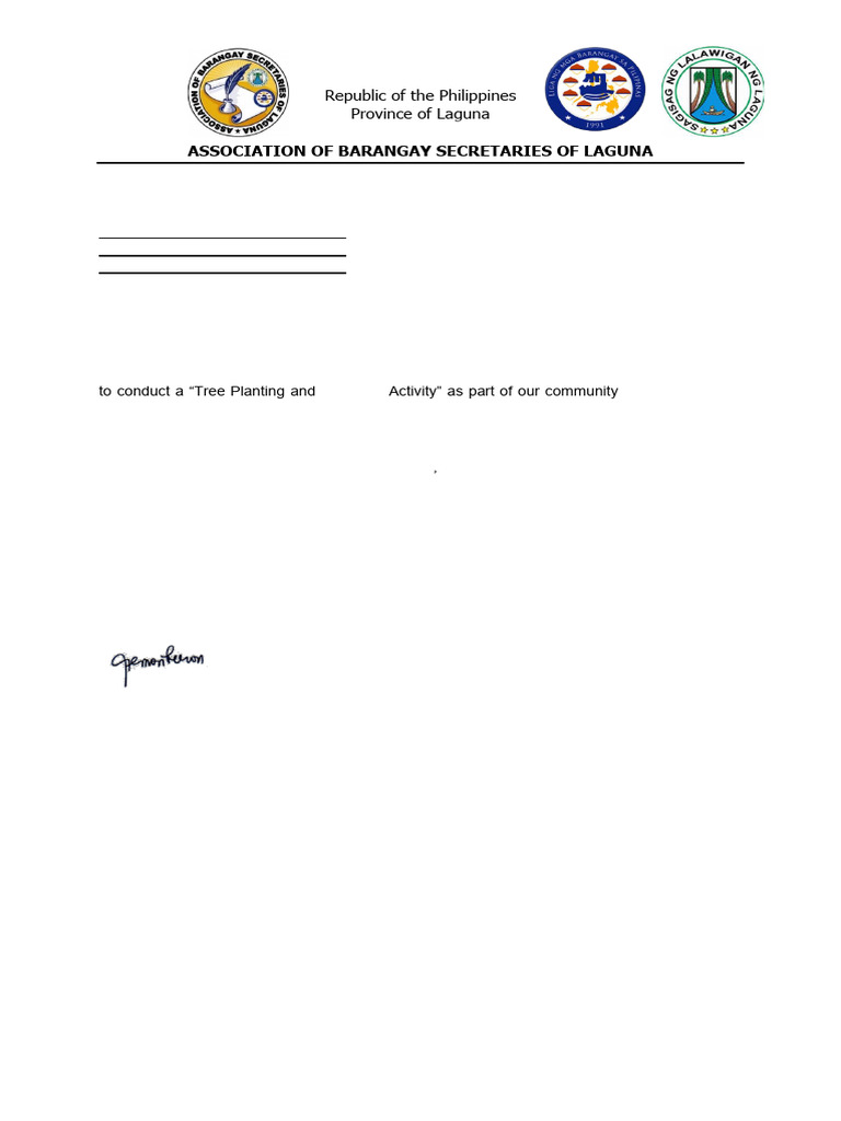 LETTER FOR PUNONG BARANGAY - Tree Planting | PDF