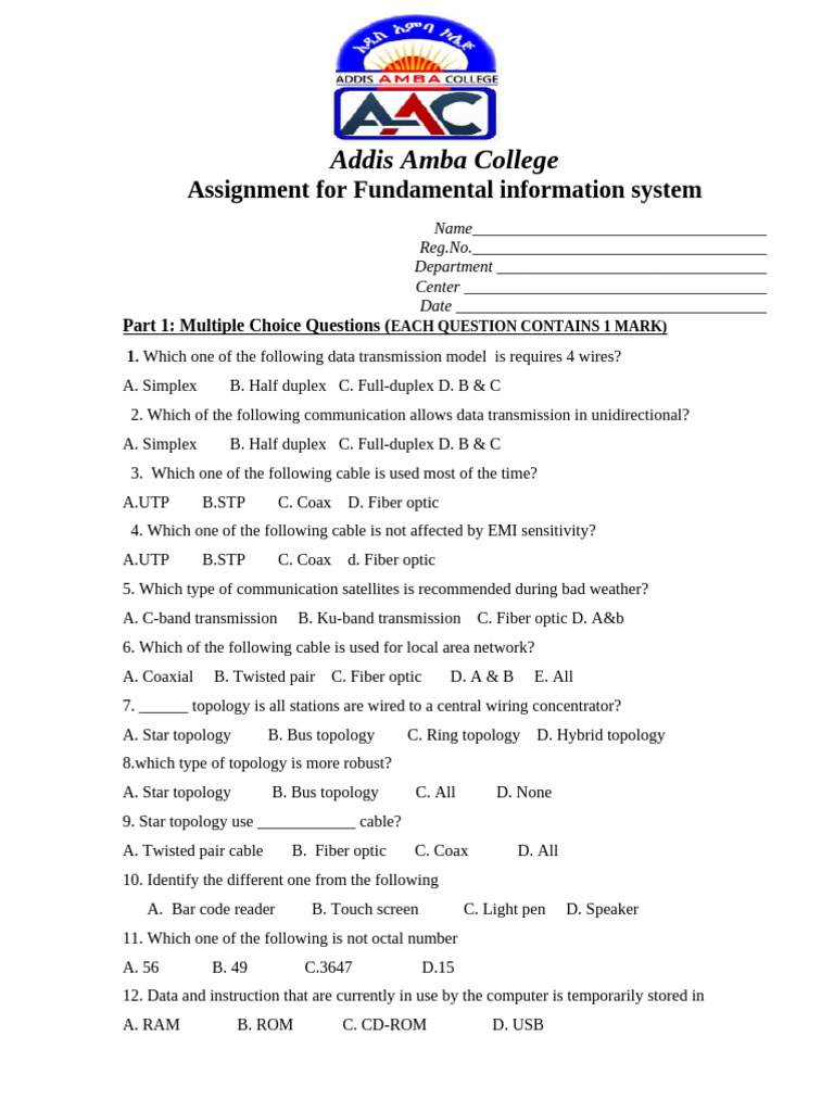 Fundamental Information System | PDF | Computer Network | Network Topology