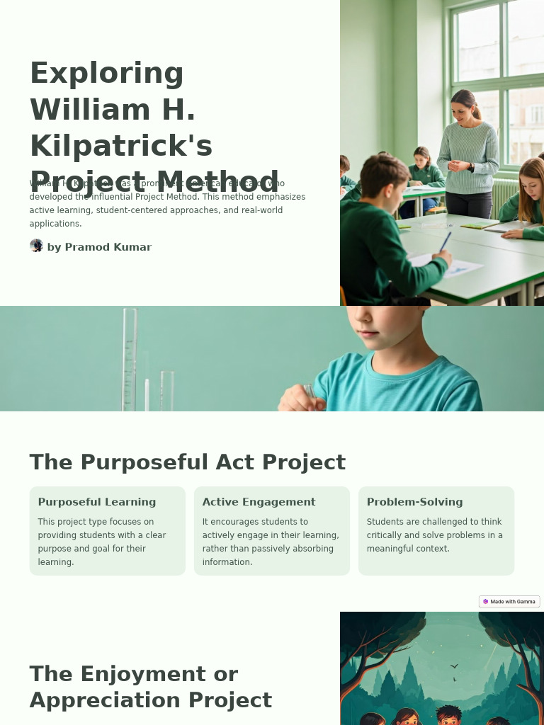 Exploring William H Kilpatricks Project Method | PDF | Learning | Critical Thinking