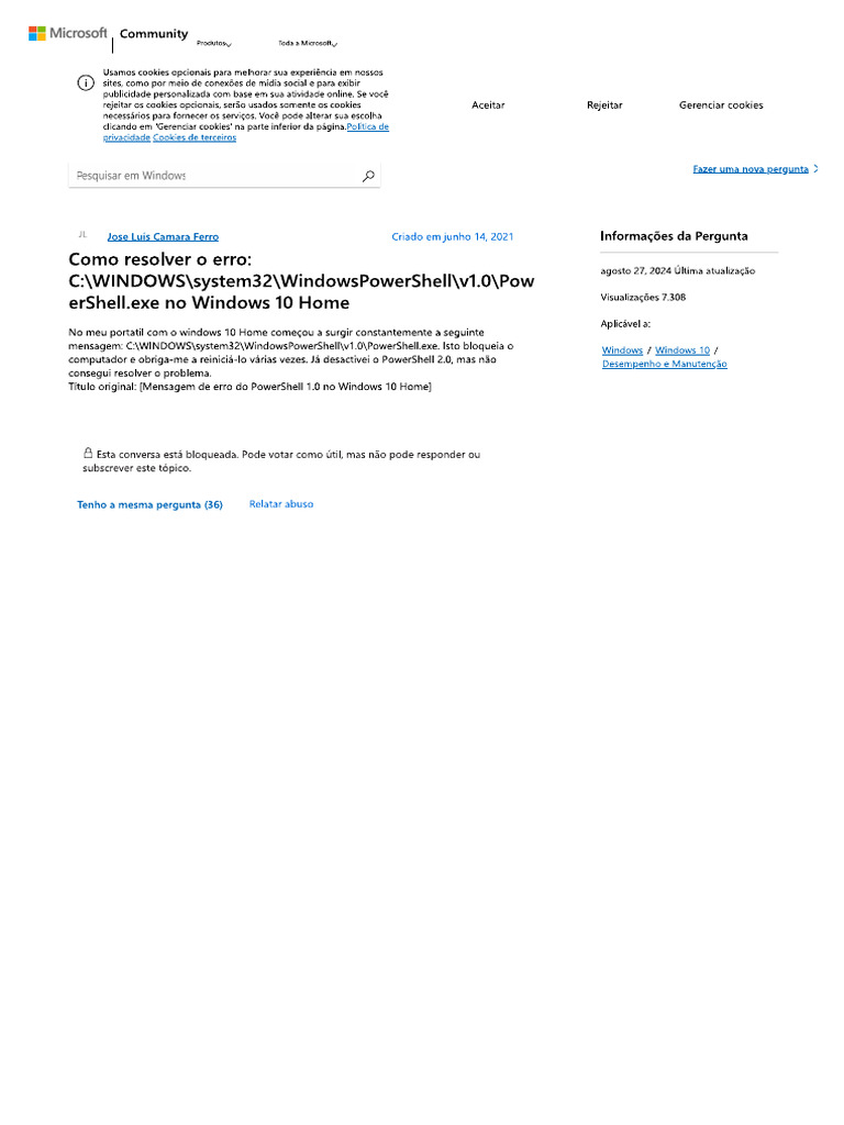 Como Resolver o Erro CWINDOWSsystem32WindowsPowerShellv1.0PowerShell ...