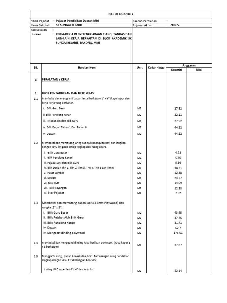 Jadual Harga B09 | PDF