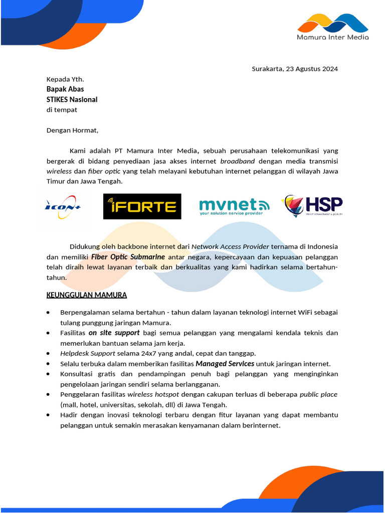 Proposal Penawaran STIKES NASIONAL | PDF