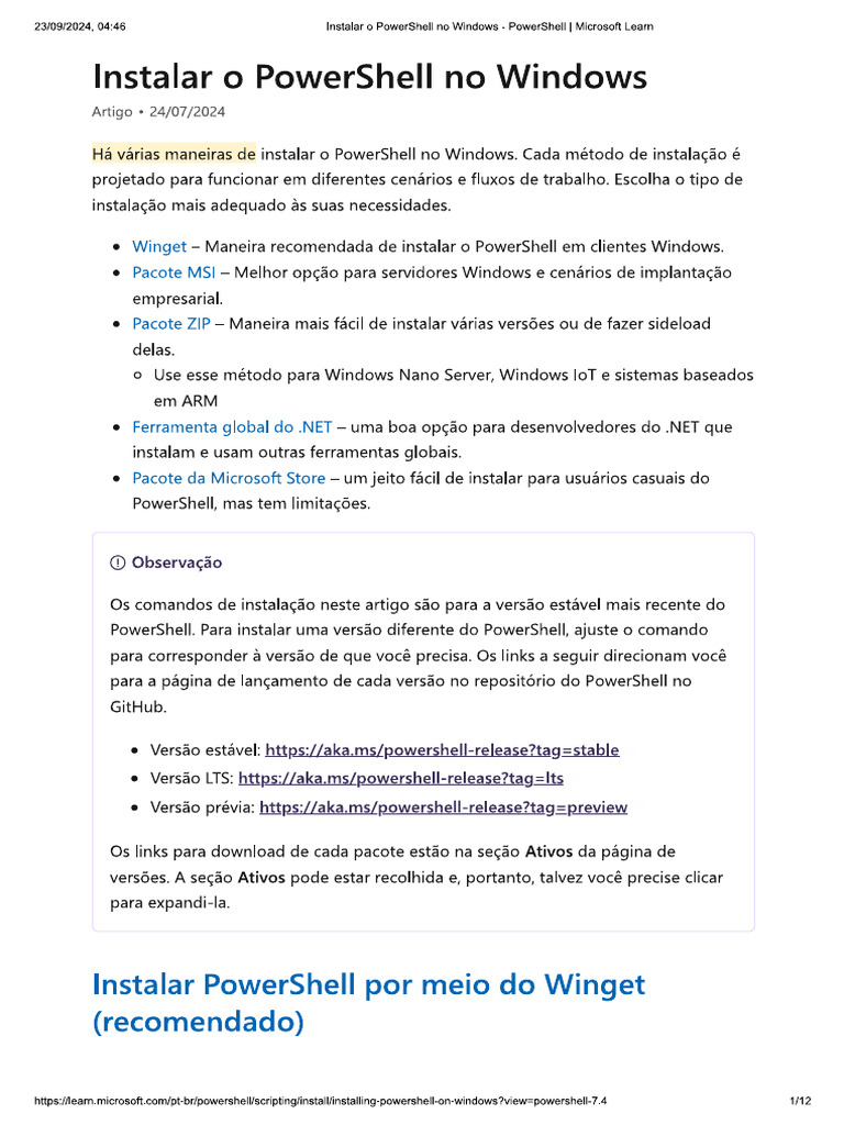 Instalar o PowerShell No Windows | PDF