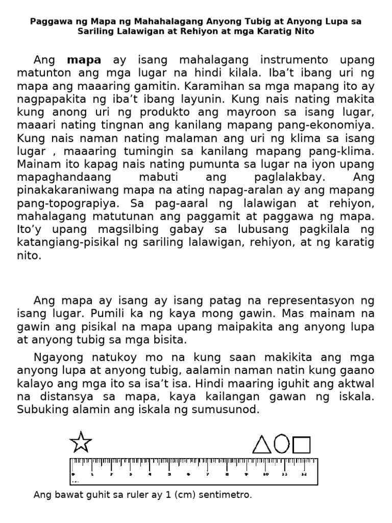 Paggawa NG Mapa NG Mahahalagang Anyong Tubig at Anyong Lupa Sa Sariling ...
