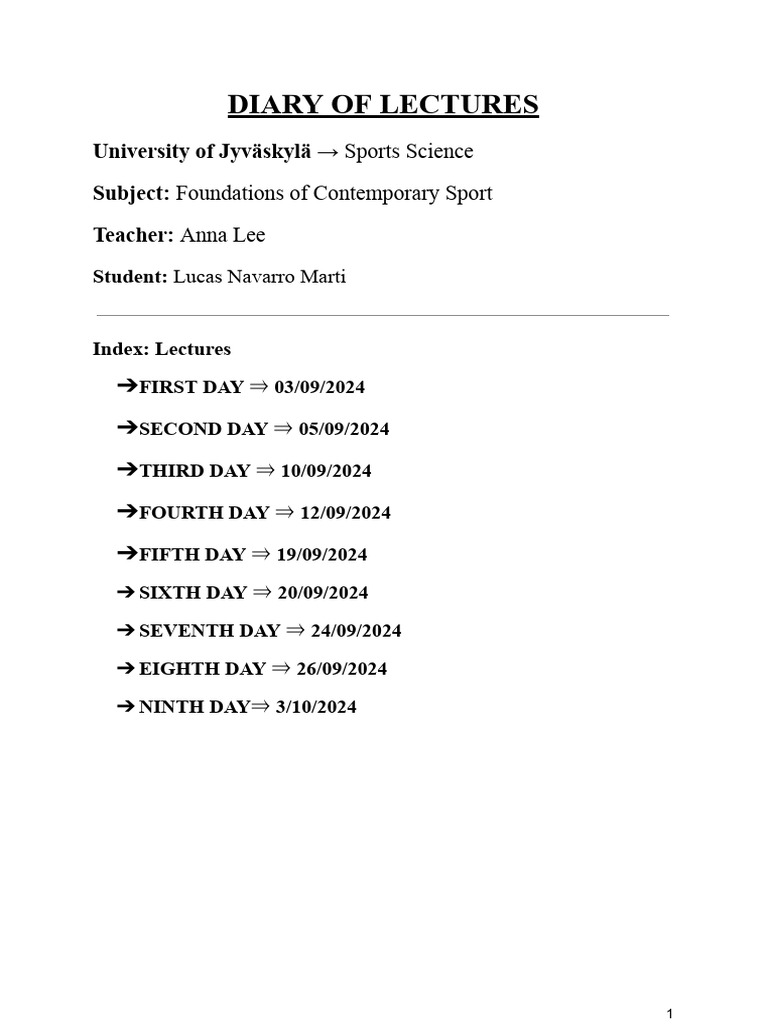 Foundations of Contemporary Sport Lectures | PDF | Sports | Globalization