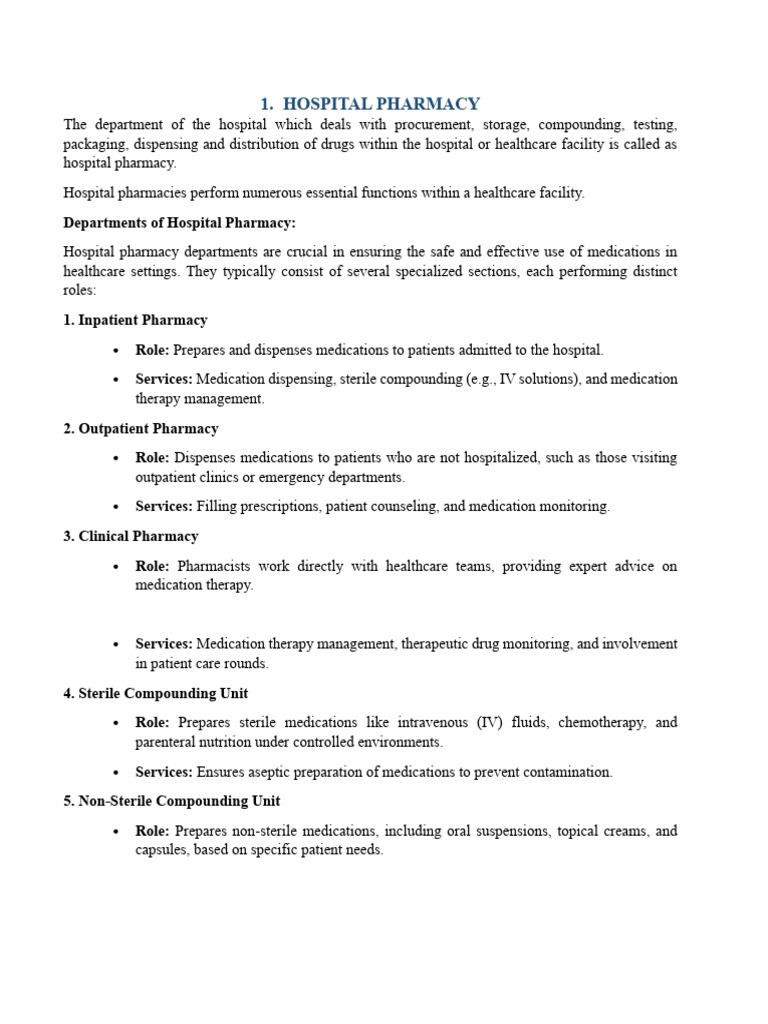 Hospital Pharmacy | PDF | Pharmacy | Pharmacist