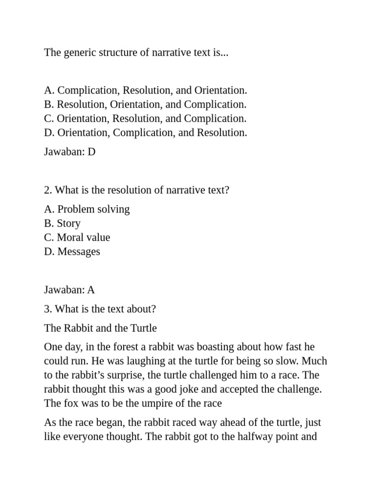 The Generic Structure of Narrative Text Is | PDF
