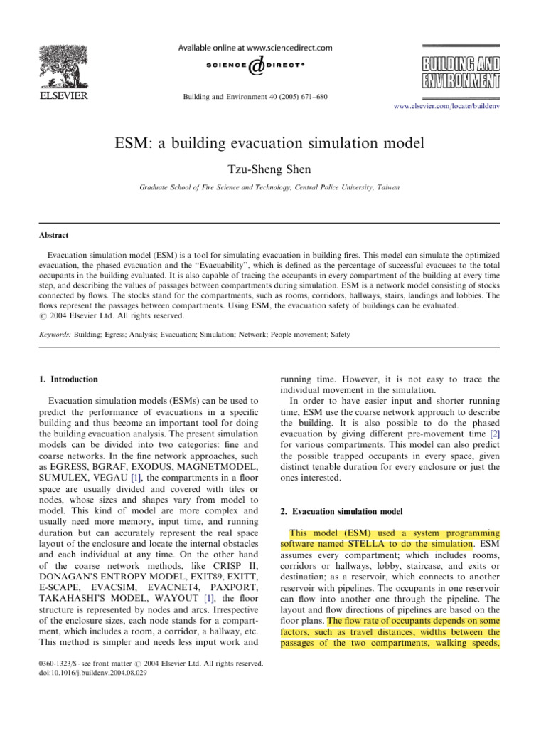 ESM A Building Evacuation Simulation Model | PDF | Emergency Evacuation ...