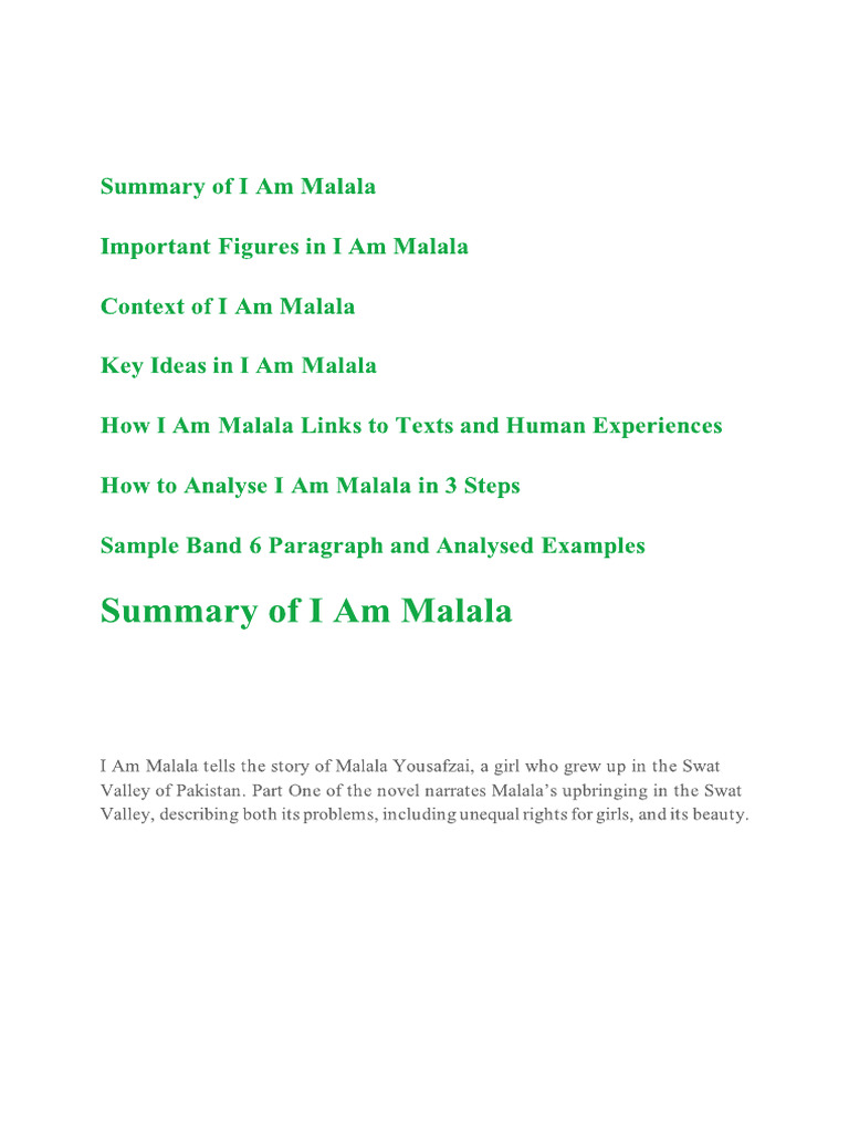 I Am Malala Summary, Analysis, Theme | PDF