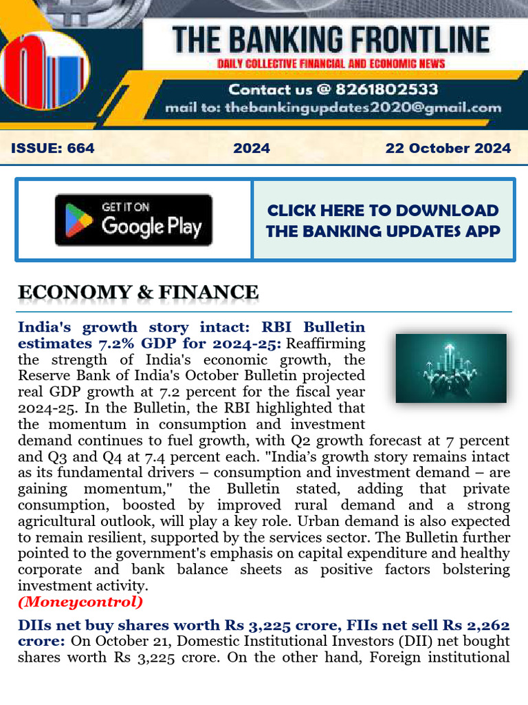 22.10.2024 - The Banking Frontline | PDF | Private Sector | Money