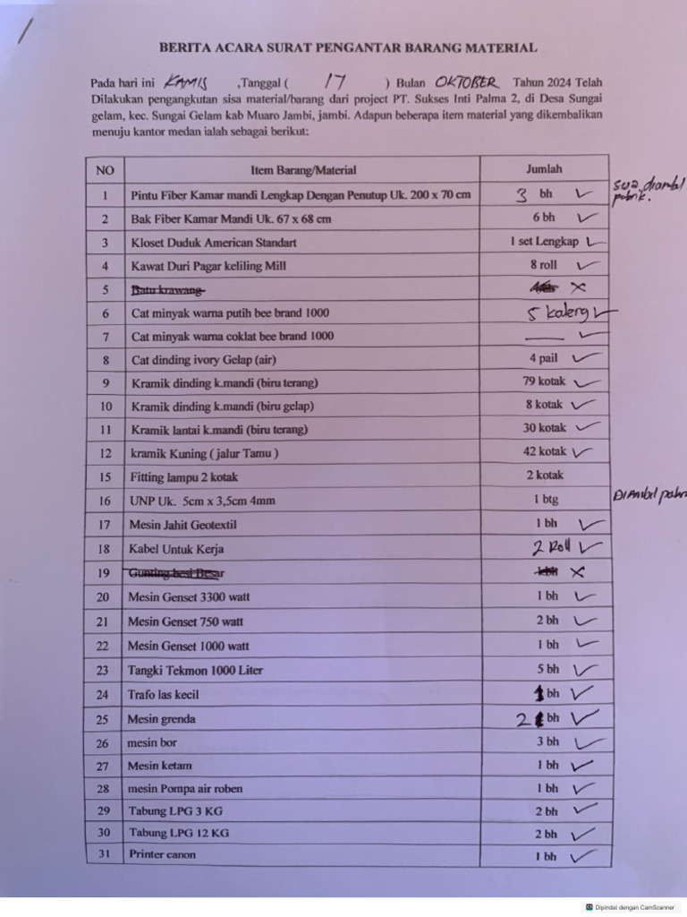 Sisa Material Menuju Medan | PDF