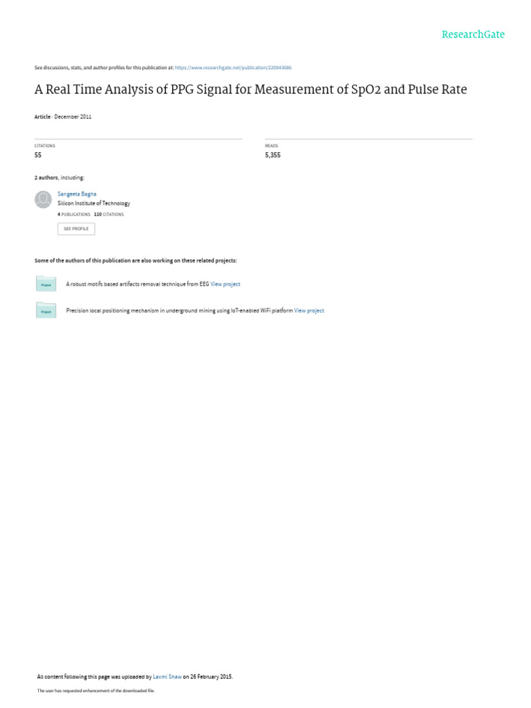 A Real Time Analysis of PPG Signal For Measurement of SpO2 and Pulse ...