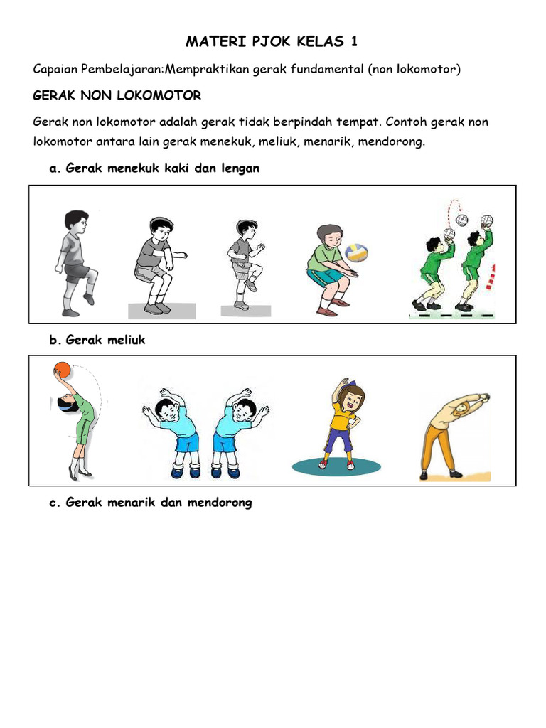 Contoh Gerak Non Lokomotor Kelas 1 | PDF