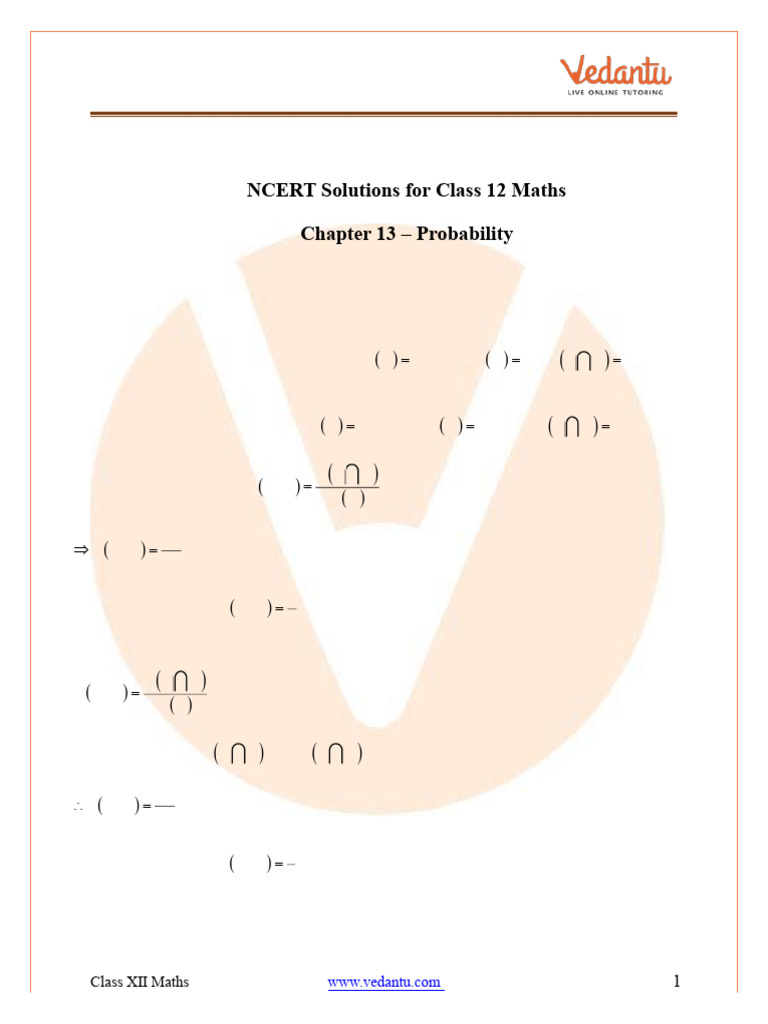 Class 12 Maths Probability Ex 13.1 Solutions | PDF | Mathematical ...