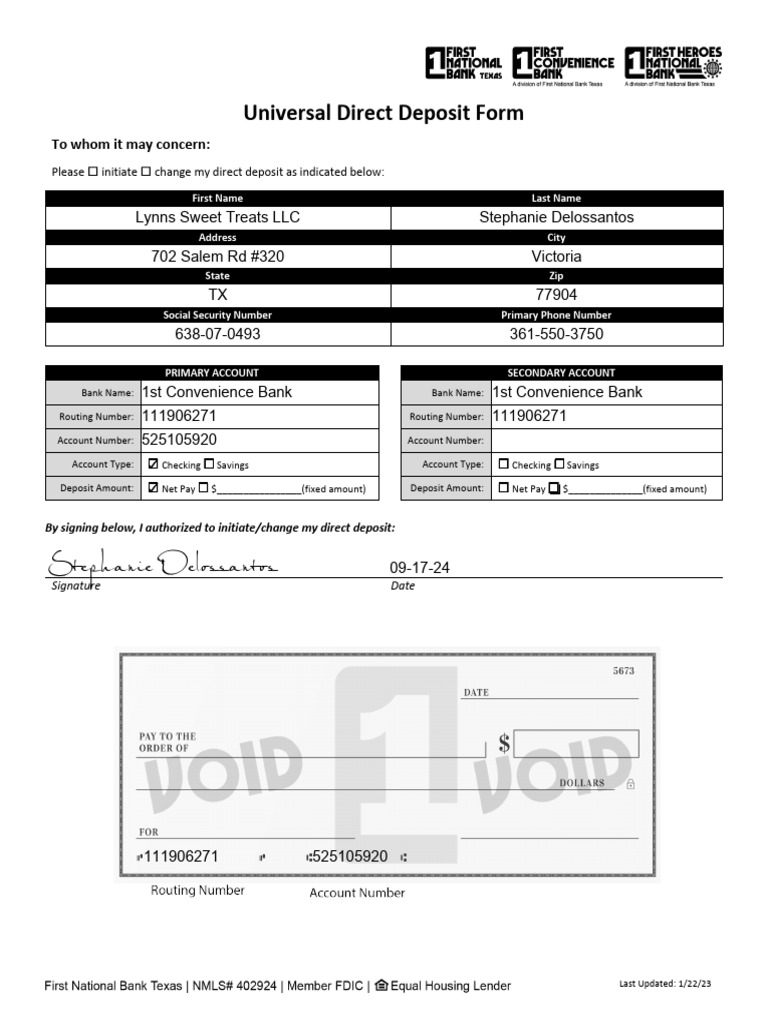 DirectDeposit Form Texas | PDF