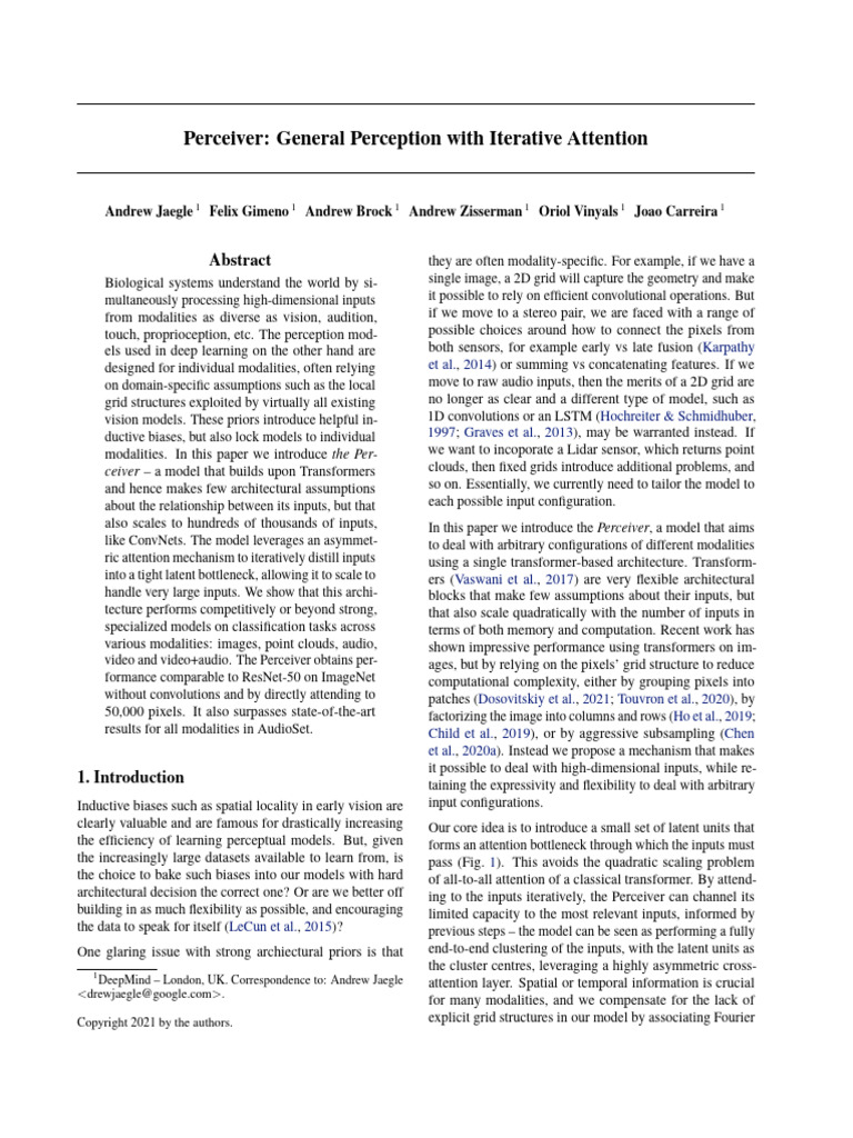2103 - ICML - Perceiver General Perception With Iterative Attention ...