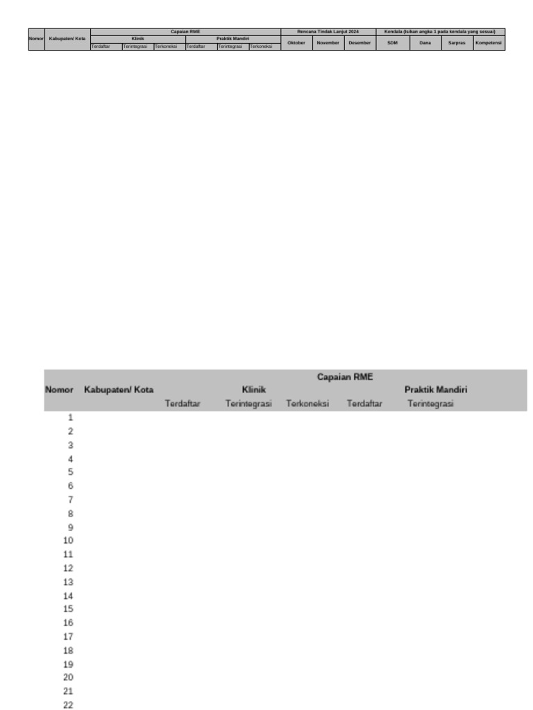 Untuk Dinkes Provinsi - Data RME Dan RTL Oktober-Desember 2024 | PDF