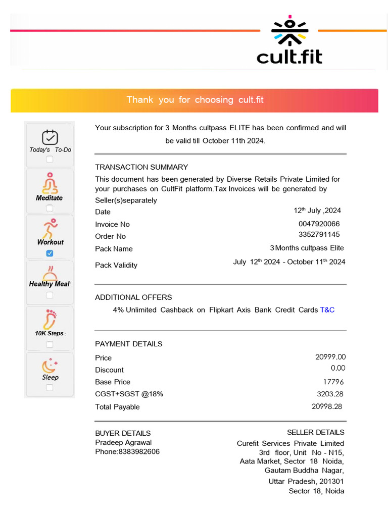 Gym Bill July | PDF | Payments | Banking Technology