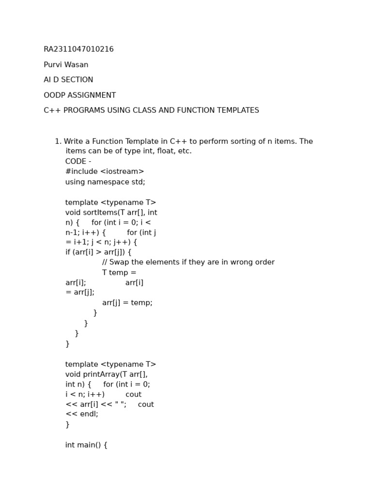 Ra2311047010216 Oodp Assignment | PDF | Namespace | Computer Science