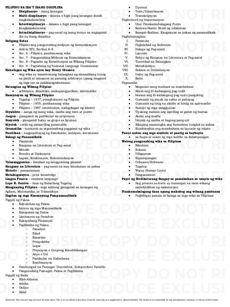 Fildis Midterms Reviewer | PDF