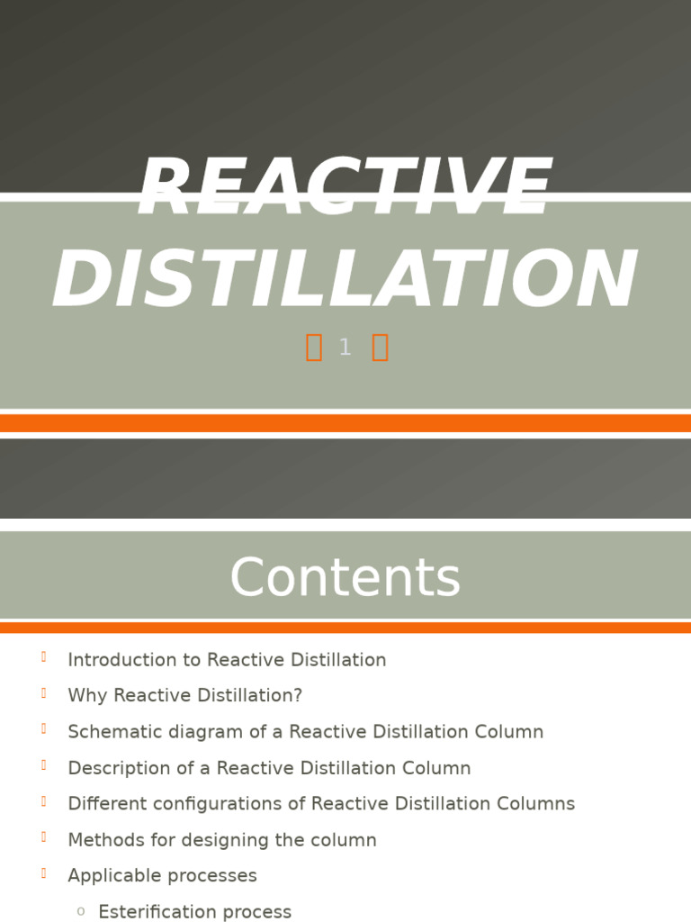 Reactive Distillation | PDF | Distillation | Process Engineering