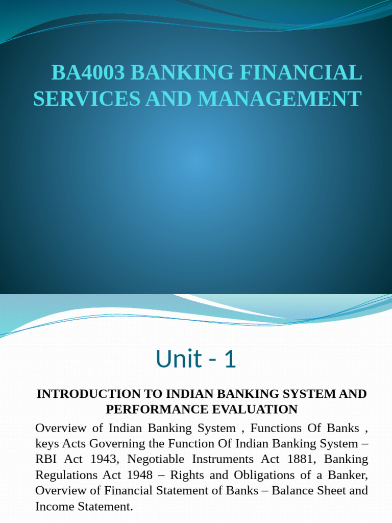 Unit 1 BFS | PDF | Negotiable Instrument | Banks